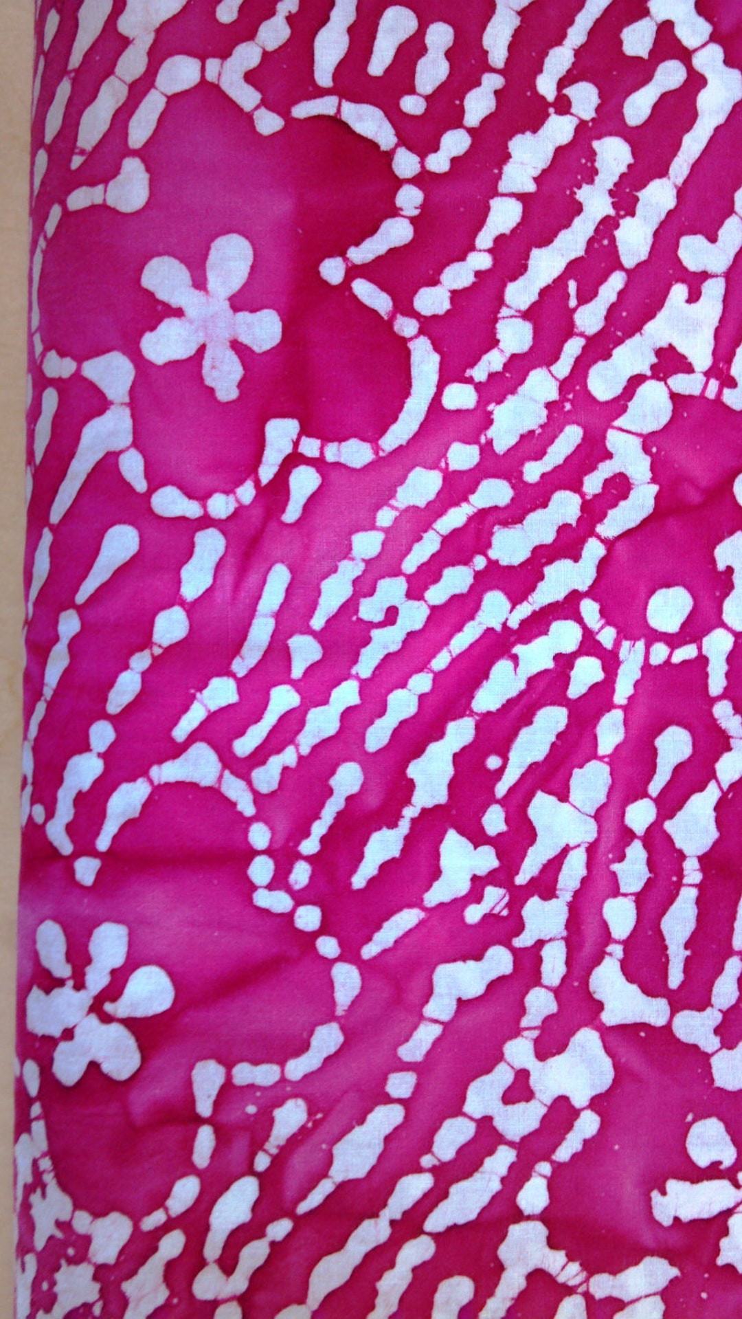 Batik Cotton Quilting & Sewing Fabric BY the YARD, Hot Pink and White ...