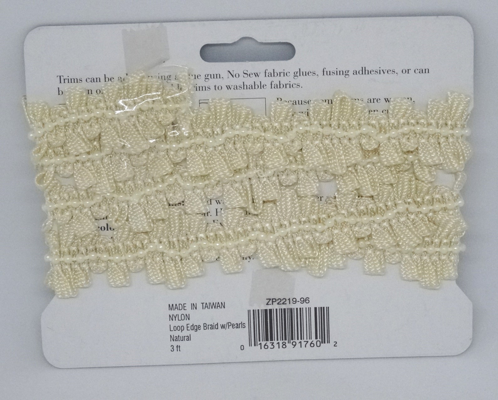 Loop Edge W/pearls Braid in Natural , 3/4 Inch Wide, 1 Yard per Package ...