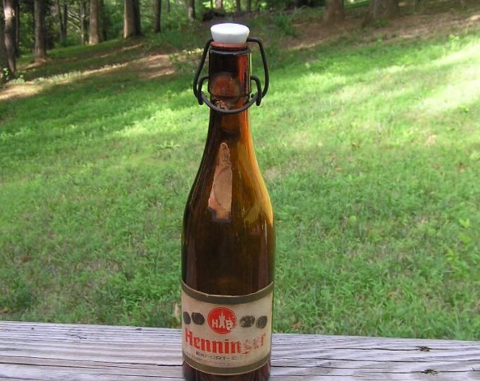1960s Vintage Henninger Export Bire or Beer Brown Glass Bottle With ...