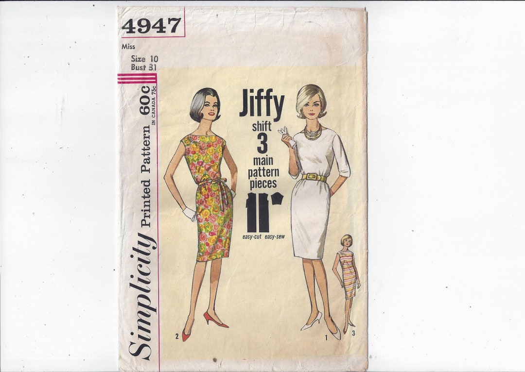 Simplicity 4947 Pattern for Misses' Jiffy Shift Dress, Size 10, From ...