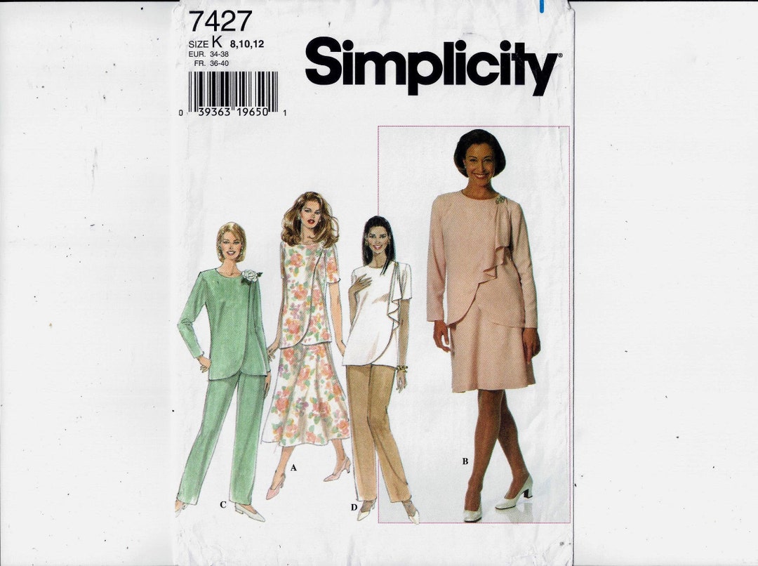 Simplicity 7427 Pattern for Misses' Dress, Top, Pants, Size 8 10 12 ...