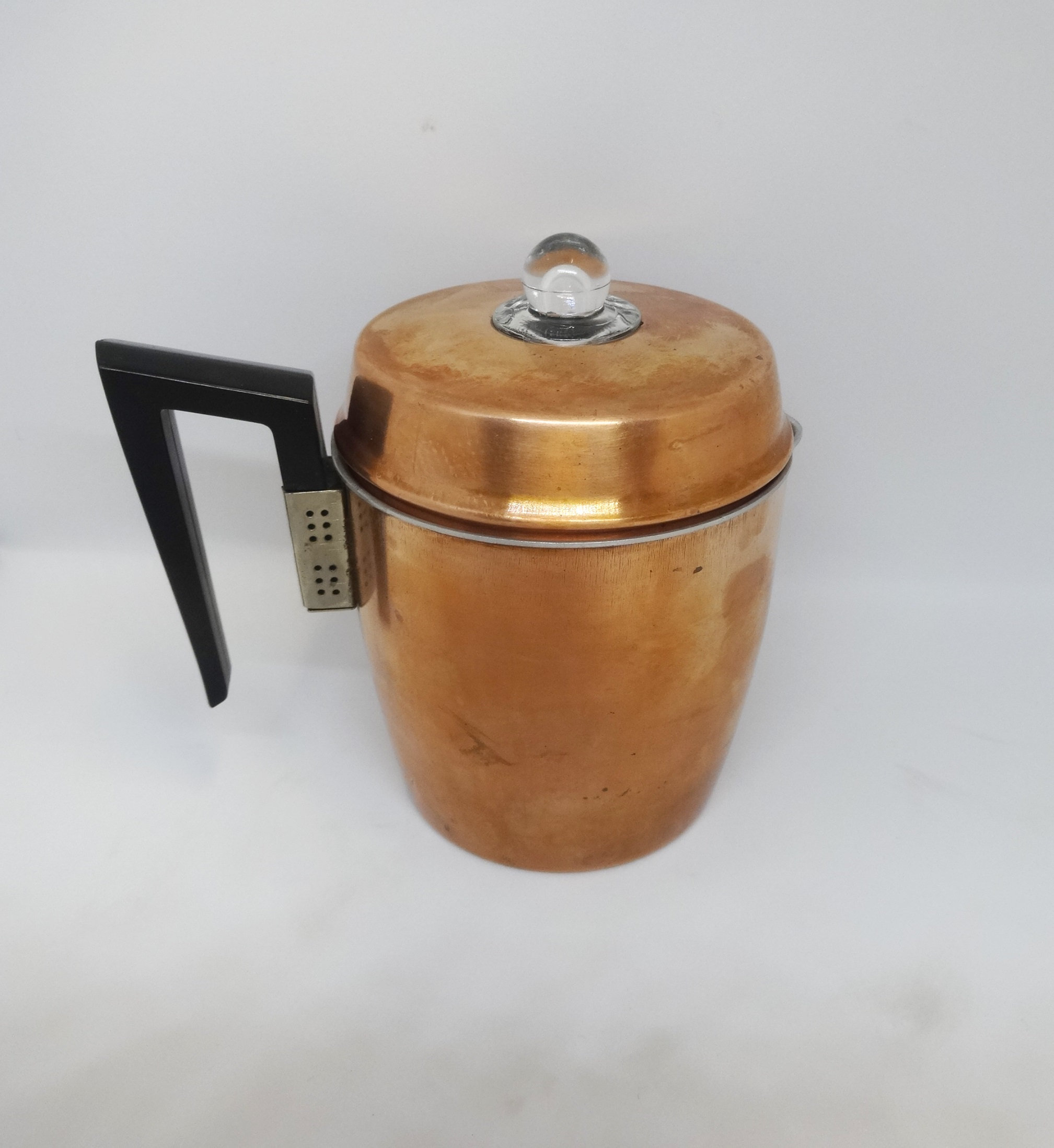 1960 Tiny Copper Clad Percolator or Coffee Pot With Creamer and Sugar W ...