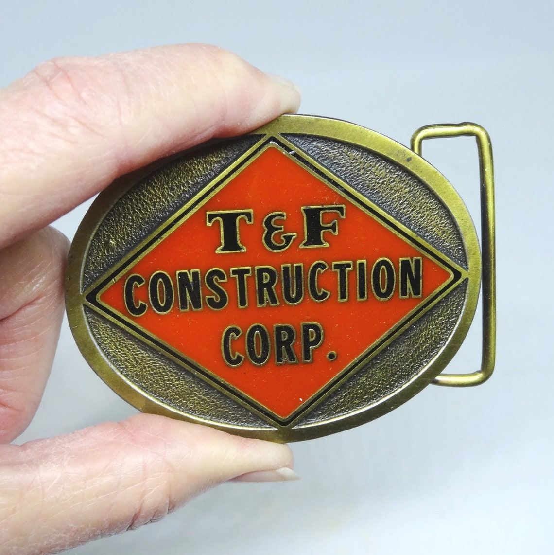 Vintage Hit Line USA Brass Belt Buckle for T & F Construction - Etsy