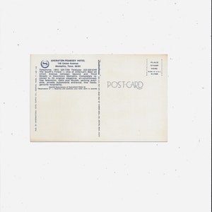 1960s Sheraton Peabody Hotel Postcard, Memphis, Tennessee, Unposted, Travel Souvenir, Restored ...