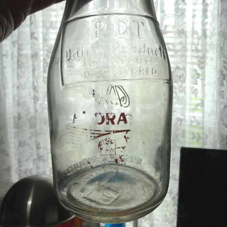 1960s Pet Laboratory Pint Milk Bottle, 7.375 Inches Tall, Embossed and ...