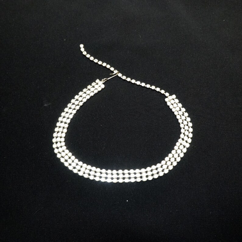 3 Row Rhinestone Choker With Extension for Fastener From - Etsy