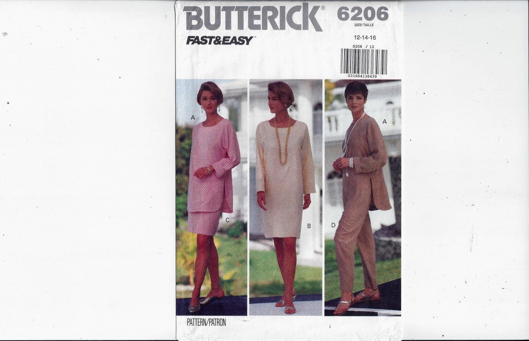Butterick 6206 Pattern for Misses' Pullover Dress, Tunic, Skirt, Pants ...