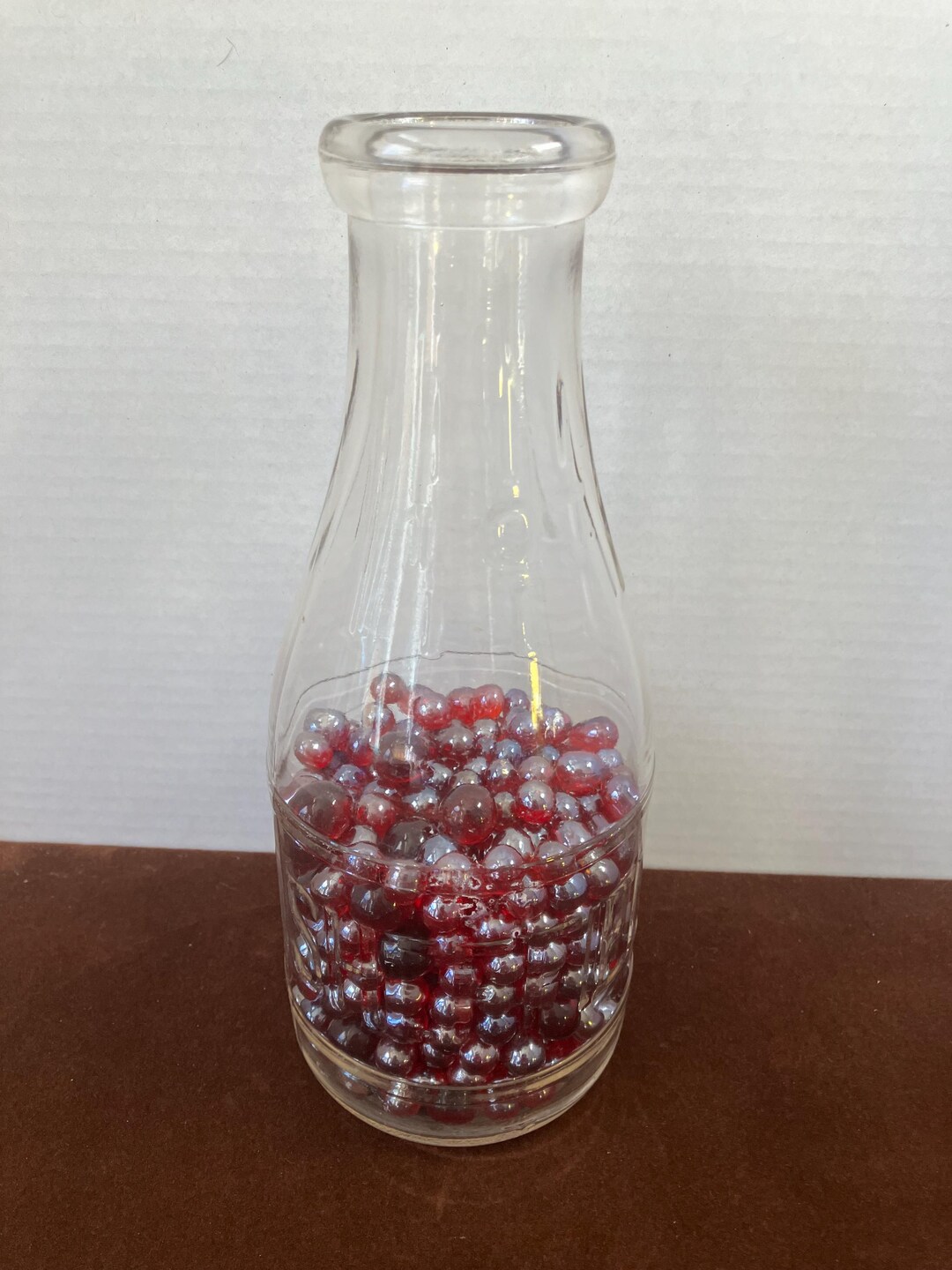 Sheffield Store Milk Bottle, 1 Quart, With Red Marbles, 9 5/8 Inches ...
