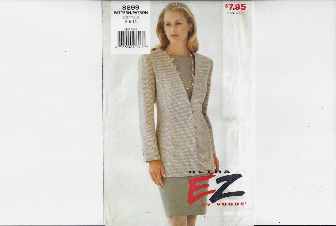 Vogue 8899 Pattern for Misses' Jacket & Dress, Ultra Easy, Sizes 6 8 10 ...