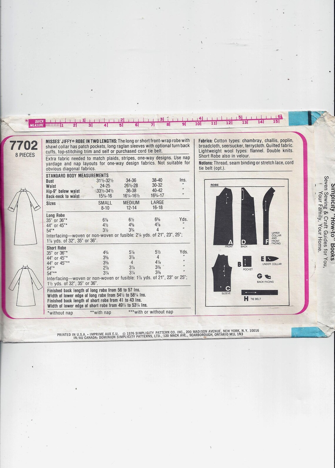 Simplicity 7702 Pattern for Misses' JIFFY Wrap Robe in 2 - Etsy