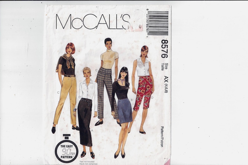 Mccall's 8576 Pattern for Pants, Skirts in 2 Lengths, Size 4 6 8, From ...