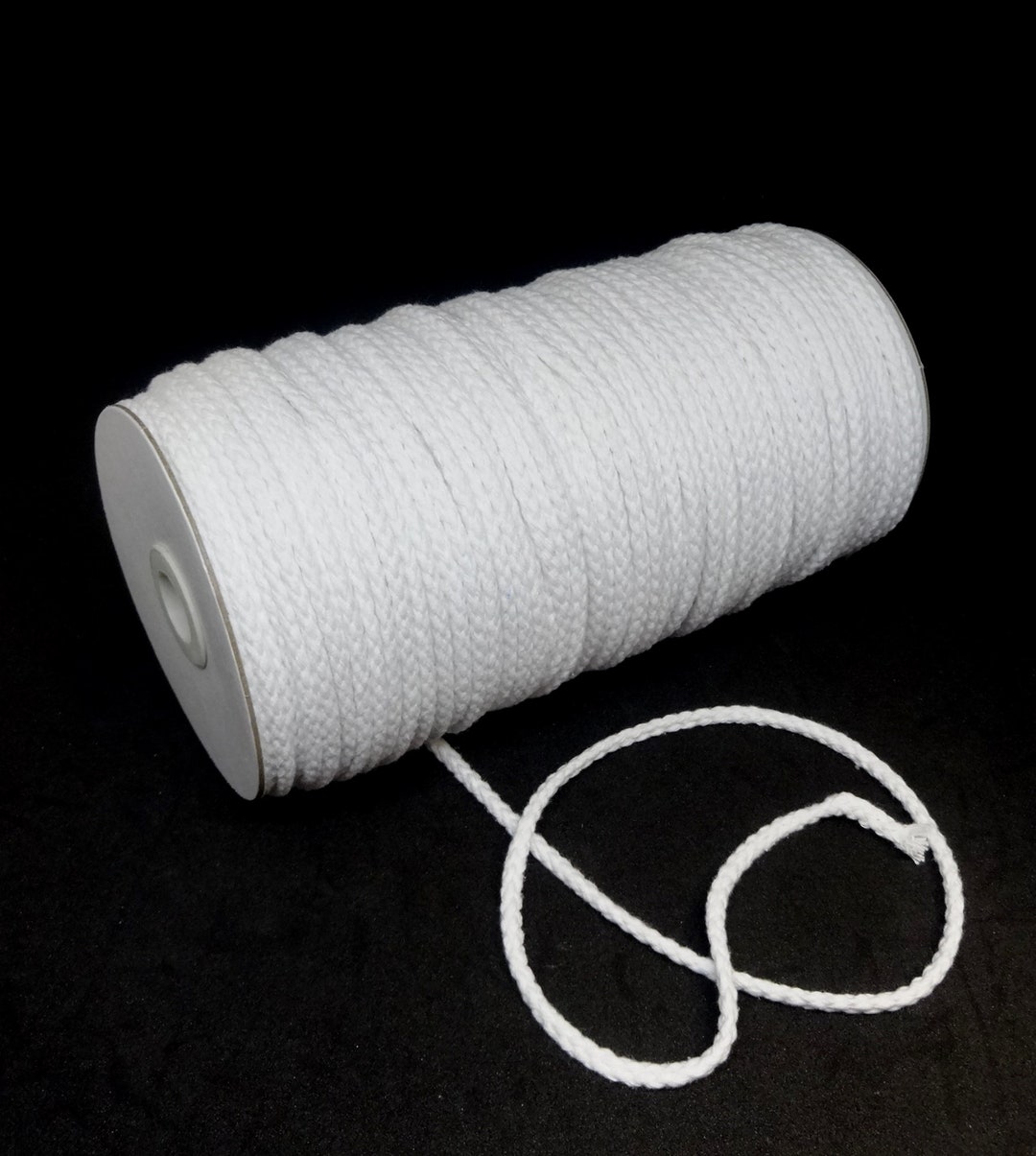 WHITE Cotton Drawstring Cord, in 2-YARD INCREMENTS, No Core, 1/4 Inch ...