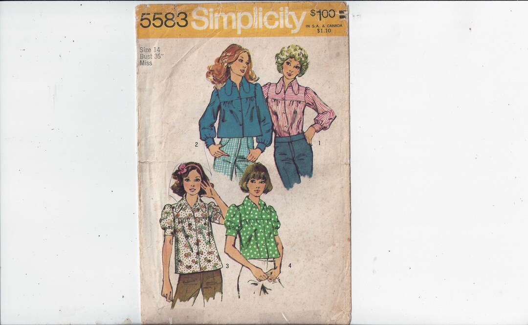 Simplicity 5583 Pattern for Misses' Smock Blouse With Collar in 2 ...