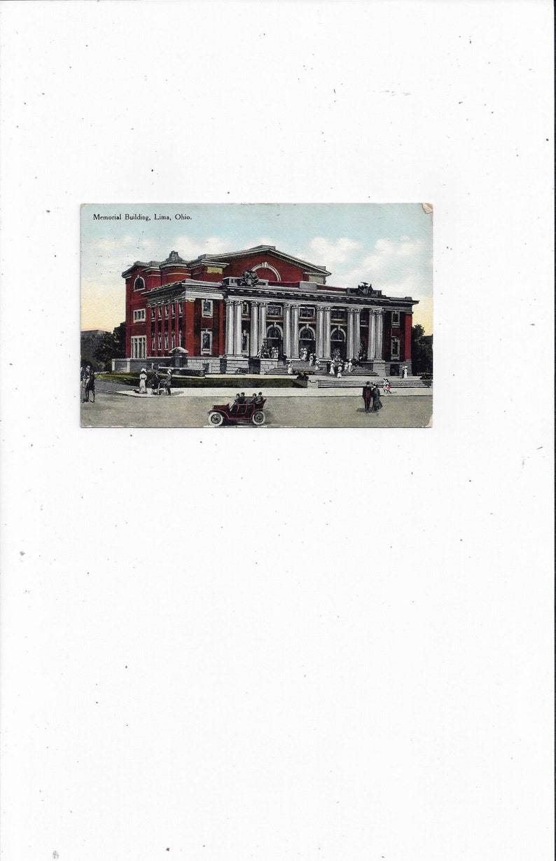 1910 Antique Postcard of Memorial Building, Lima, Ohio, With Message ...