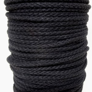Black Cotton Drawstring Cord or Piping, in 2-YARD INCREMENTS, NO Core ...