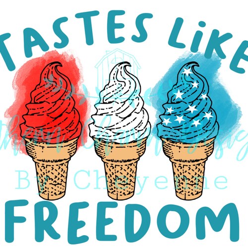 Kids 4th of July Tastes Like Freedom Ice Cream Design PNG - Etsy