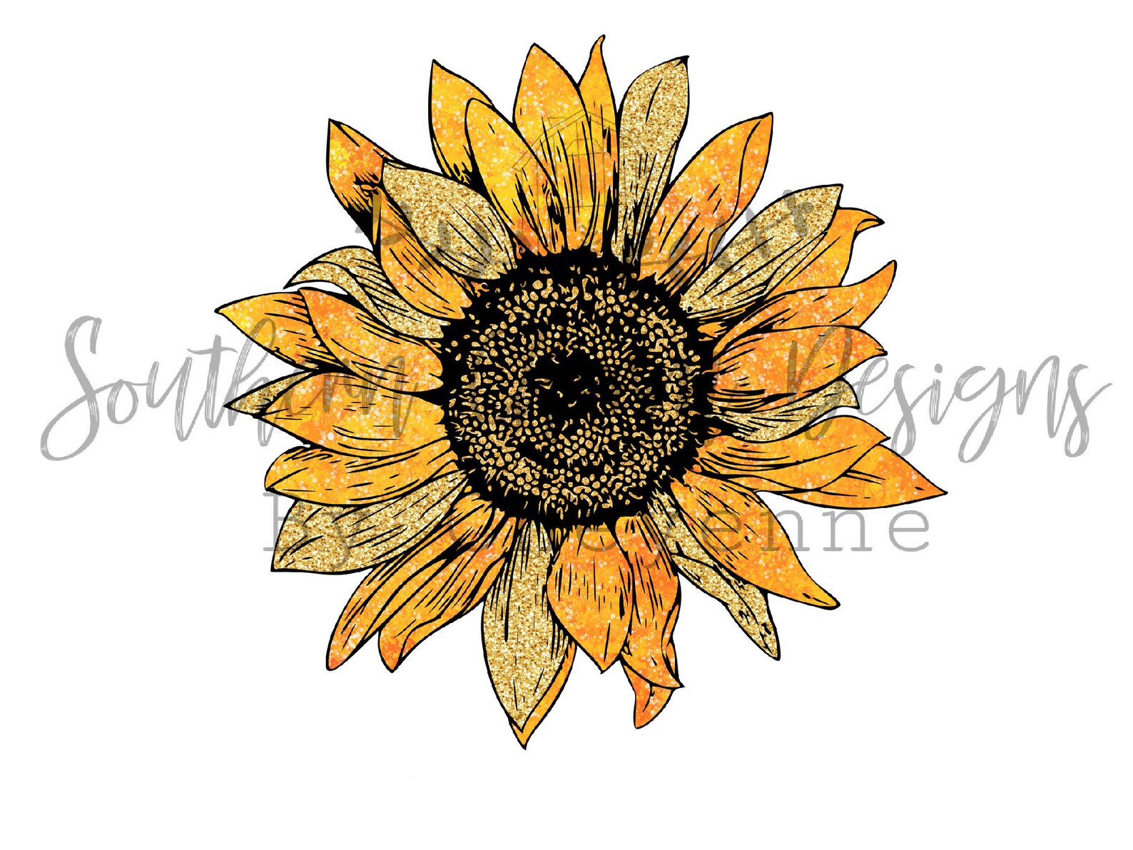 Glitter Watercolor Splash Sunflower PNG DIGITAL Download for ...