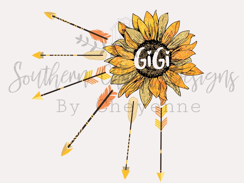 Sunflower With Arrows Customizable Mothers Day PNG DIGITAL DOWNLOAD for ...