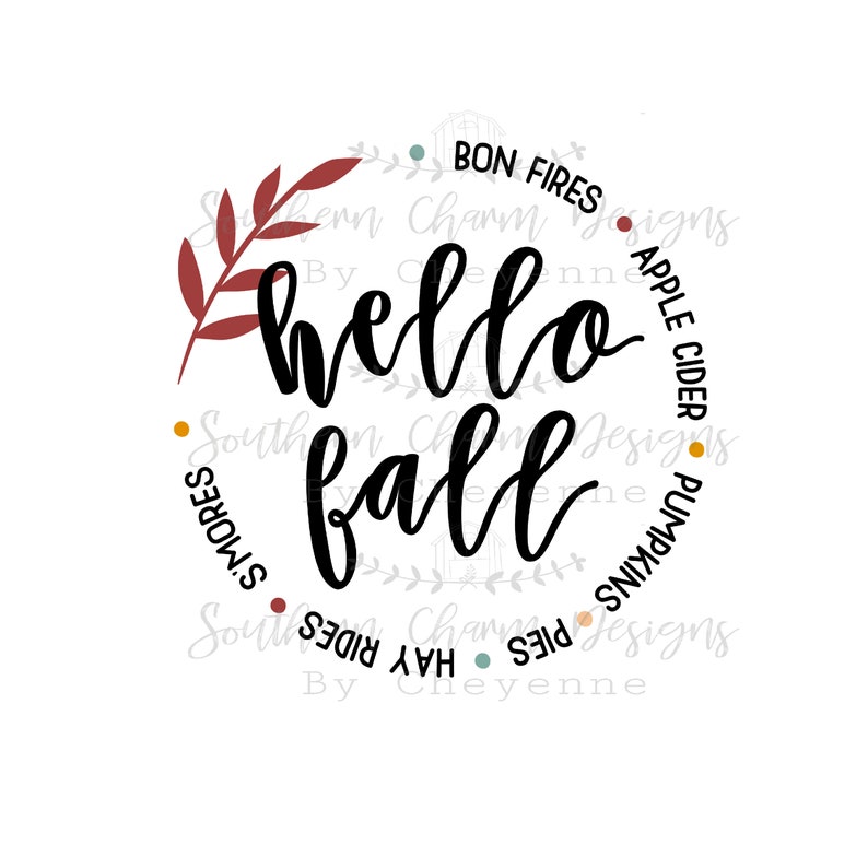 Hello Fall Circle PNG DIGITAL DOWNLOAD for Sublimation or Screens - Etsy