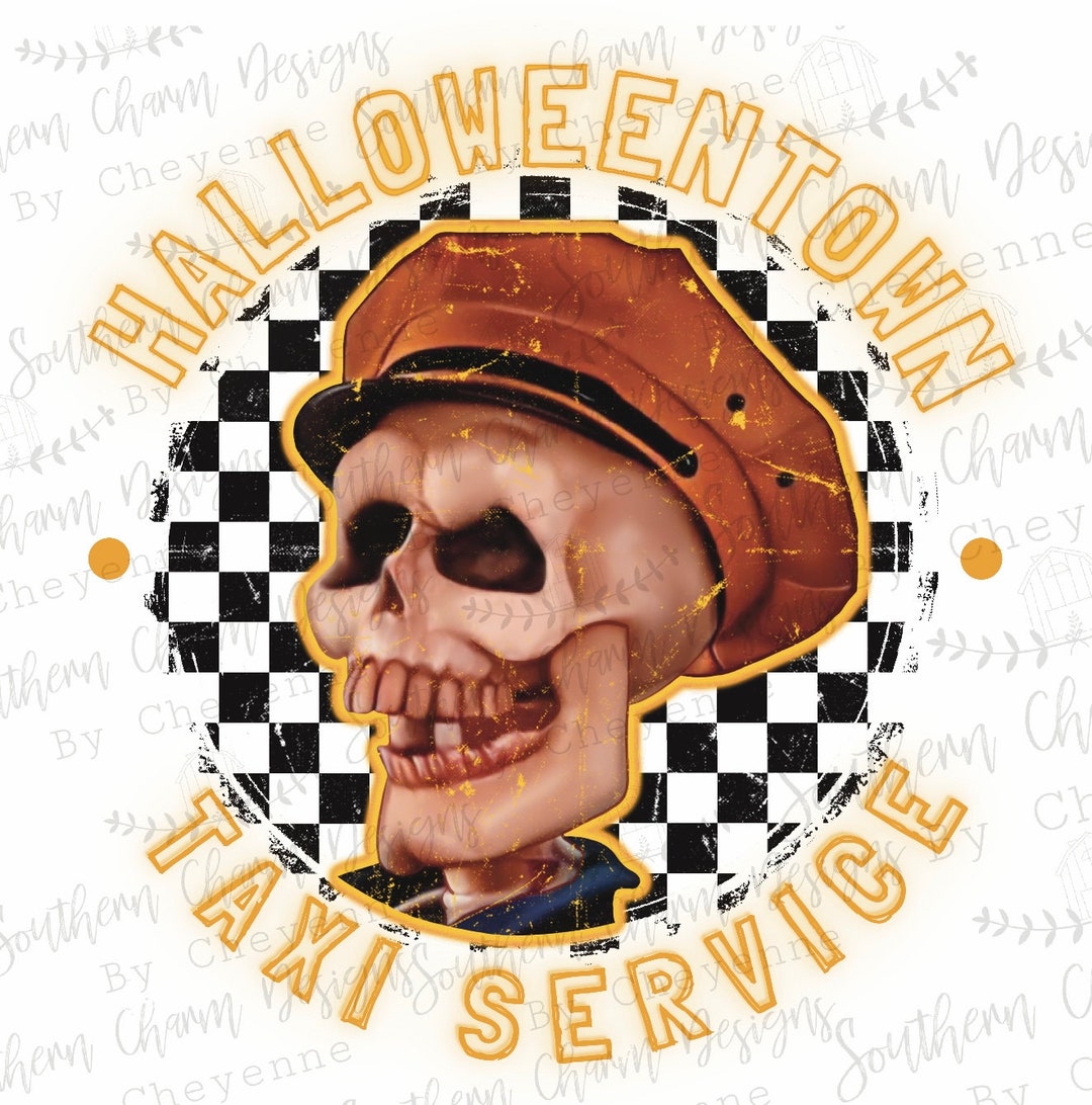 Halloween Skeleton Taxi Service PNG Digital Download for Sublimation or ...