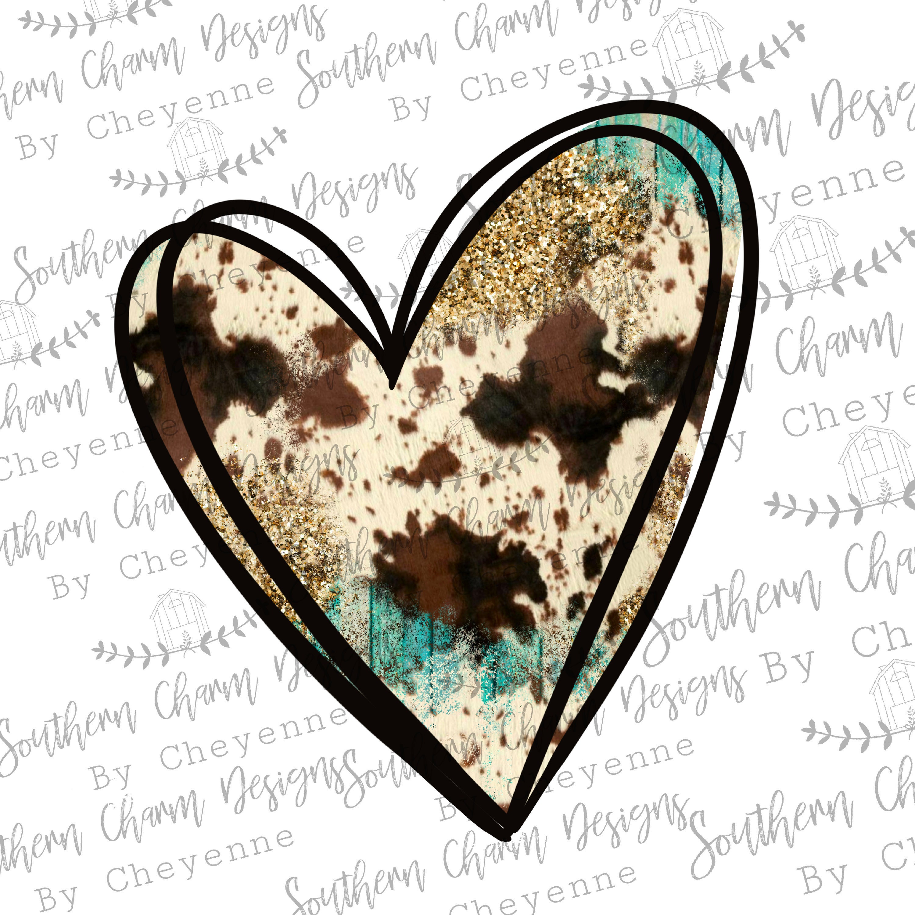 Western Cow Print Distressed Rodeo Heart PNG DIGITAL DOWNLOAD | Etsy