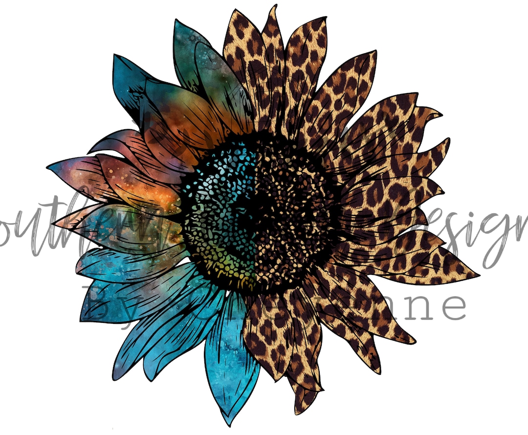 Galaxy Cheetah Split Sunflower PNG Digital Download for Sublimation or ...