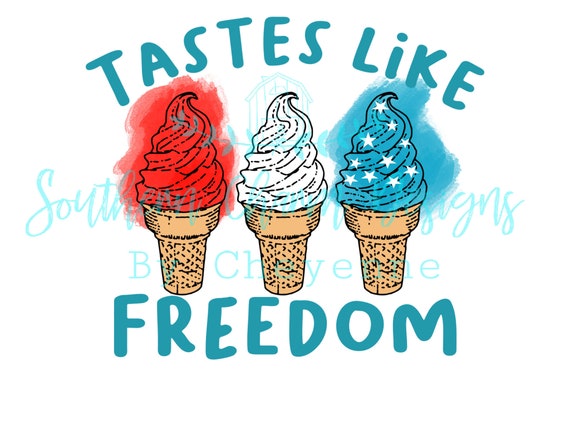 Kids 4th of July Tastes Like Freedom Ice Cream Design PNG - Etsy