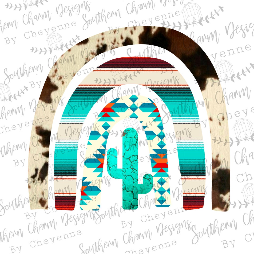 Western Cactus Rainbow Rodeo Png Digital Download for Sublimation or ...
