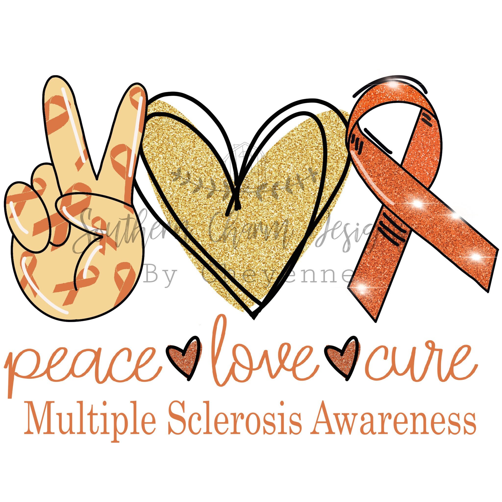 Peace Love Cure Multiple Sclerosis Awareness PNG DIGITAL | Etsy