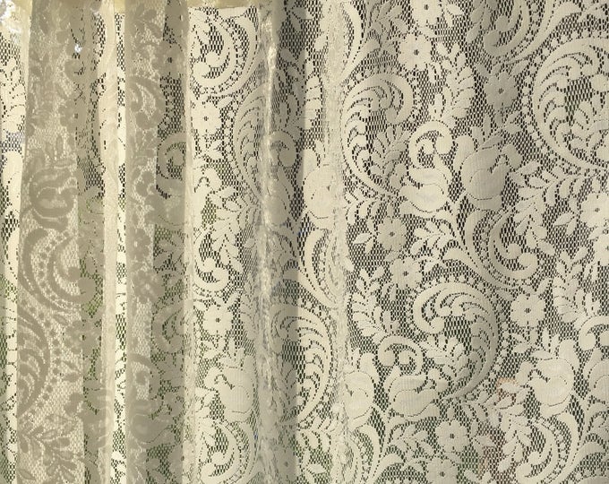 Pair WIDE Lace Curtain Panels // Window Sill 8'w X - Etsy
