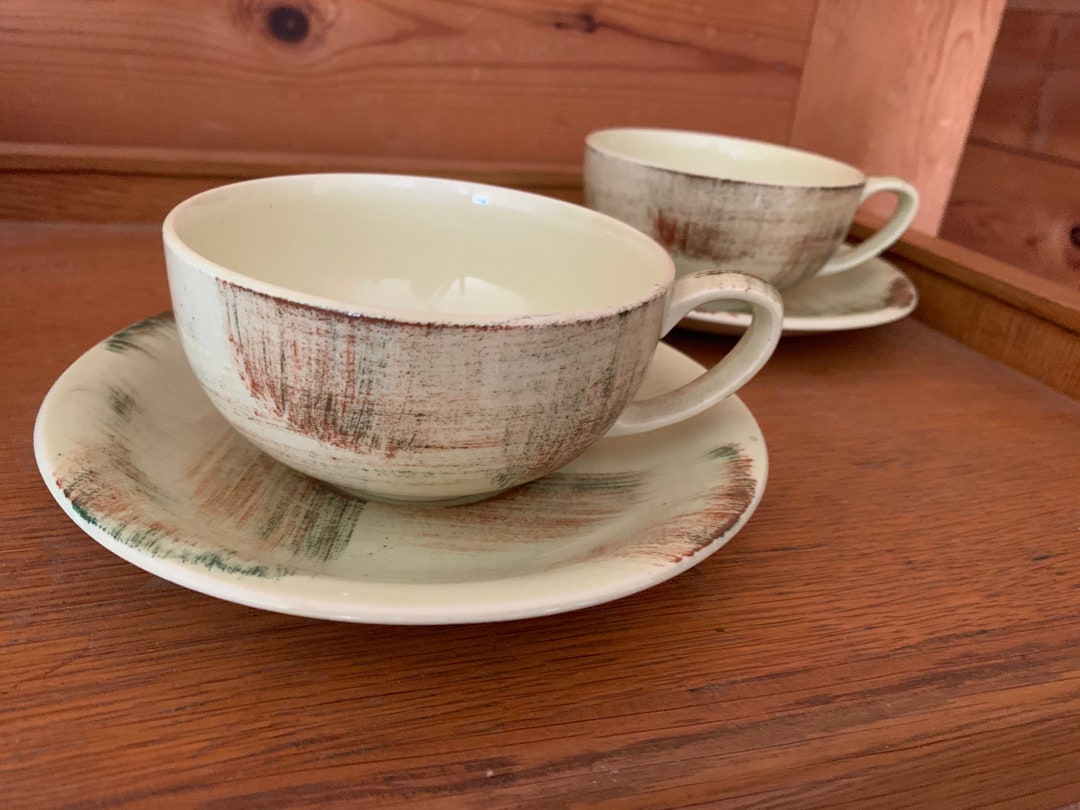 Vernonware raffia Cup and Saucer Pair - Etsy