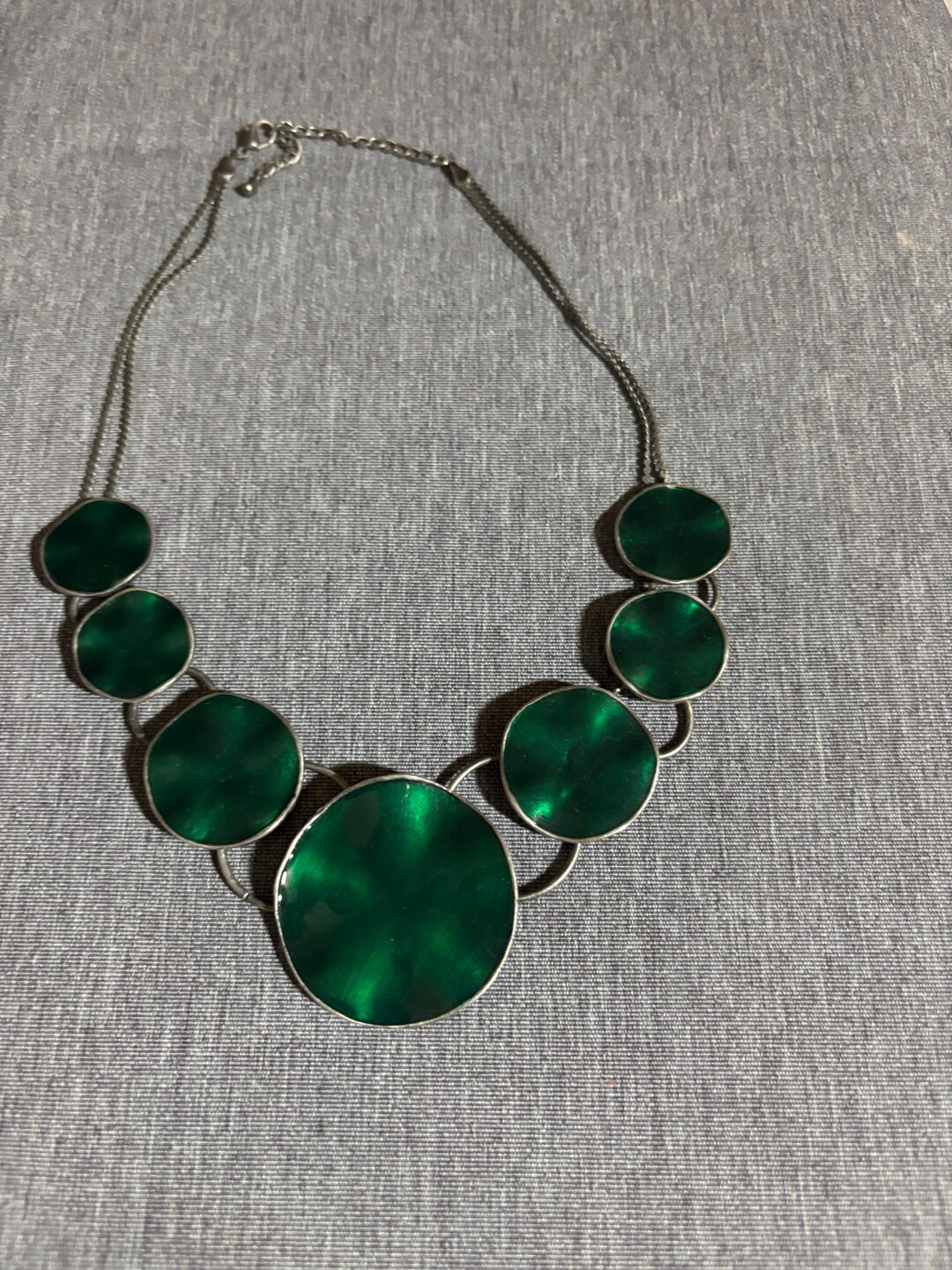 Green Enameled Pewter Look Vintage Choker - Etsy