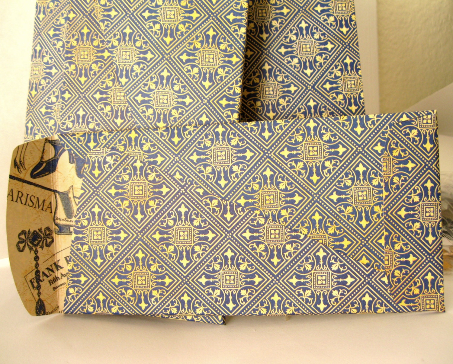 Dark Blue Brochure Envelopes Medieval Pattern Open End Envelopes End ...