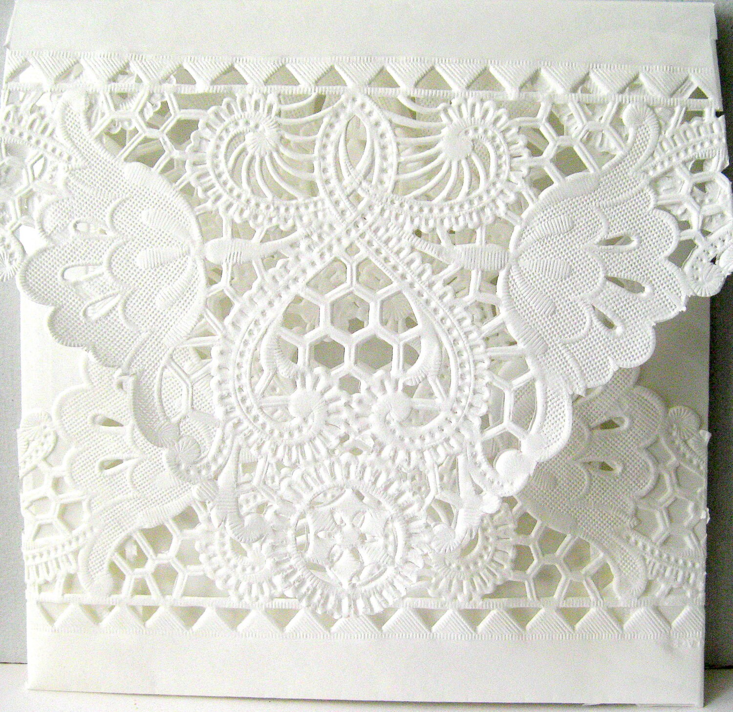 25 White Lace Envelopes 6 in Square Lace Envelopes QTY 25 Square Doily ...