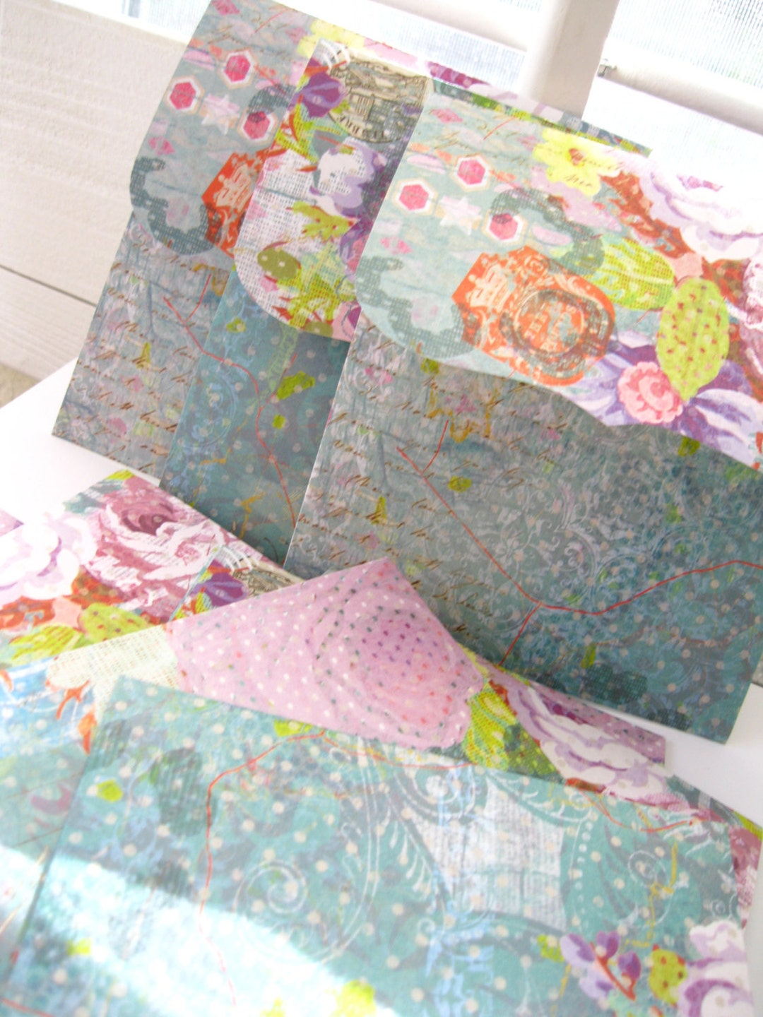 Handmade Envelopes -watercolor Floral Fancy Flaps Envelopes- Qty 10 ...