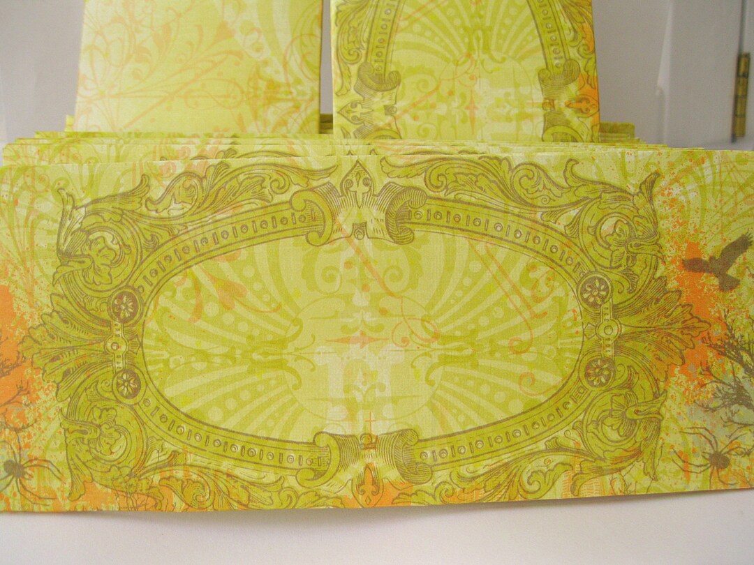 Green Fancy Brochure Envelopes Ravens and Spiders Steampunk Pattern ...