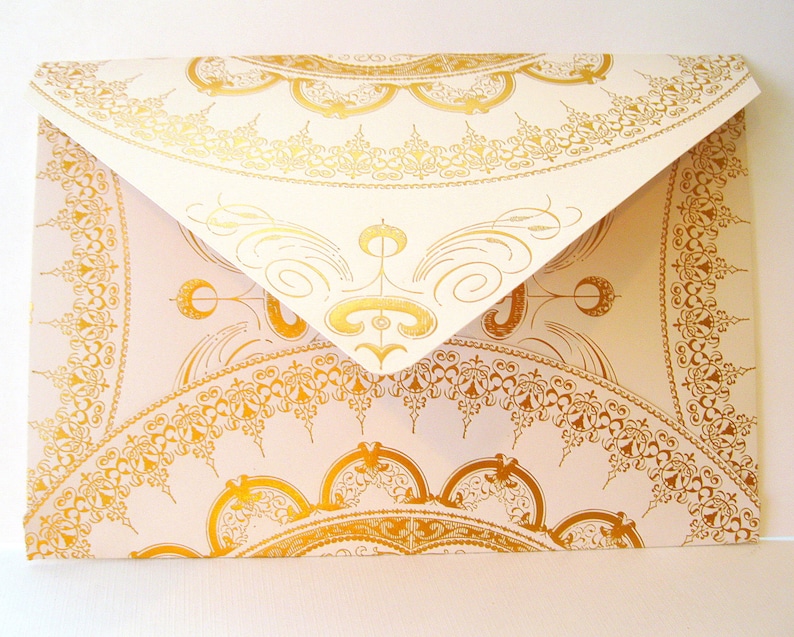 20 Ivory and Gold Foil 9x6 Envelopes Qty 20 Handmade Large A9 Wedding ...