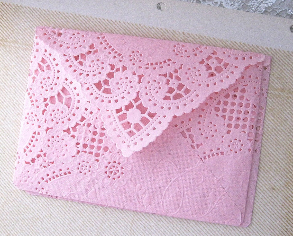 Qty 15 A7 Pink Lace Envelopes Euro Flap Pink Envelopes 5-1/4x7-1/4 ...