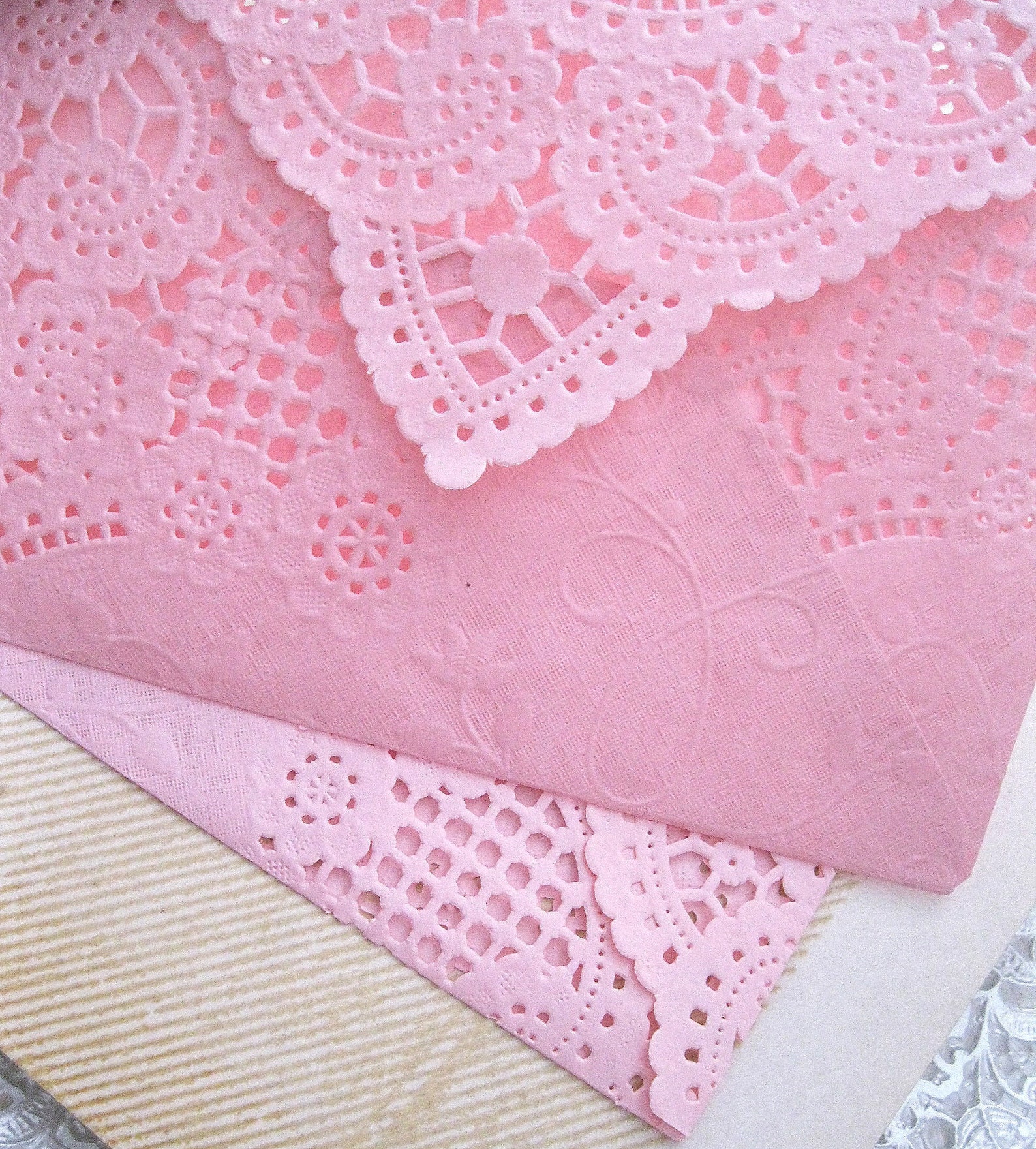Qty 15 A7 Pink Lace Envelopes Euro Flap Pink Envelopes 5-1/4x7-1/4 ...