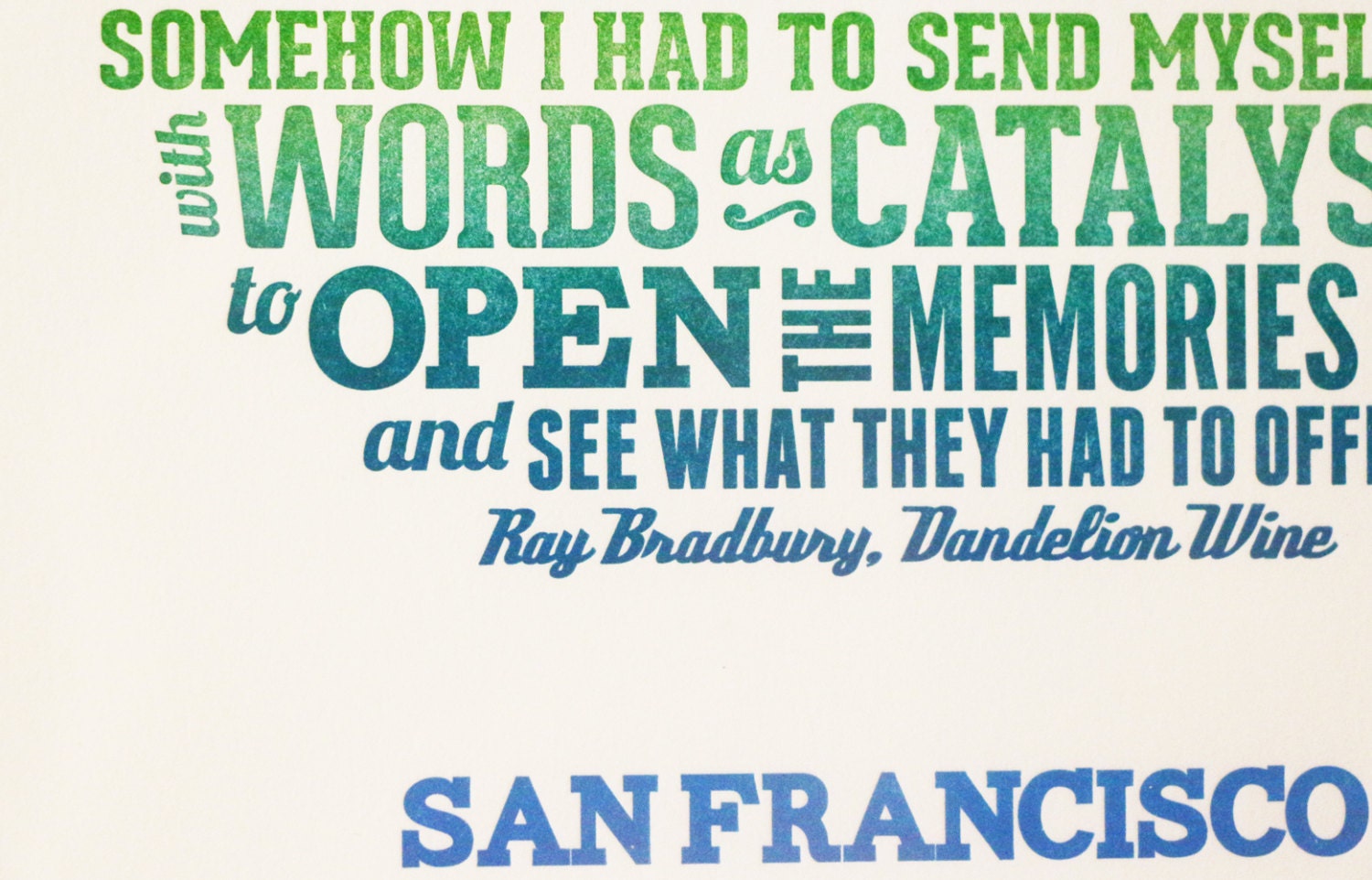 Green Apple (ray Bradbury): Letterpress Typographic Broadside Print (11 ...