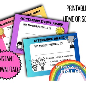 Printable School Award Certificates: Classroom Achievement Teacher ...