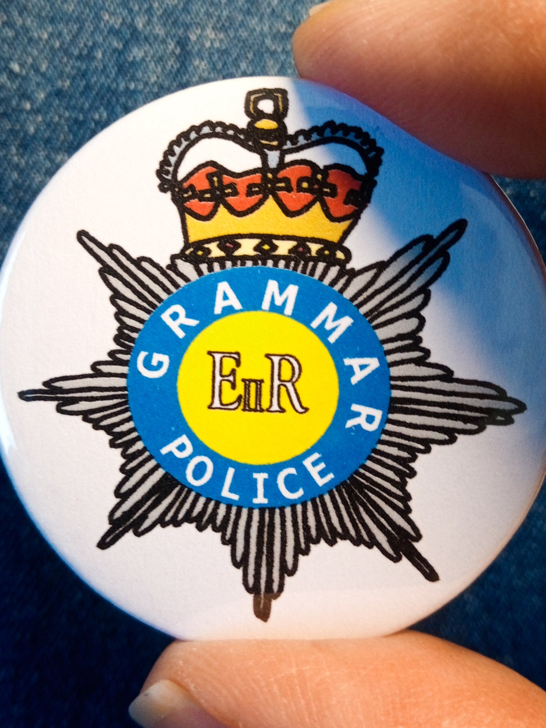 Grammar Police Badge Teacher Pin Badge Button English Teacher - Etsy