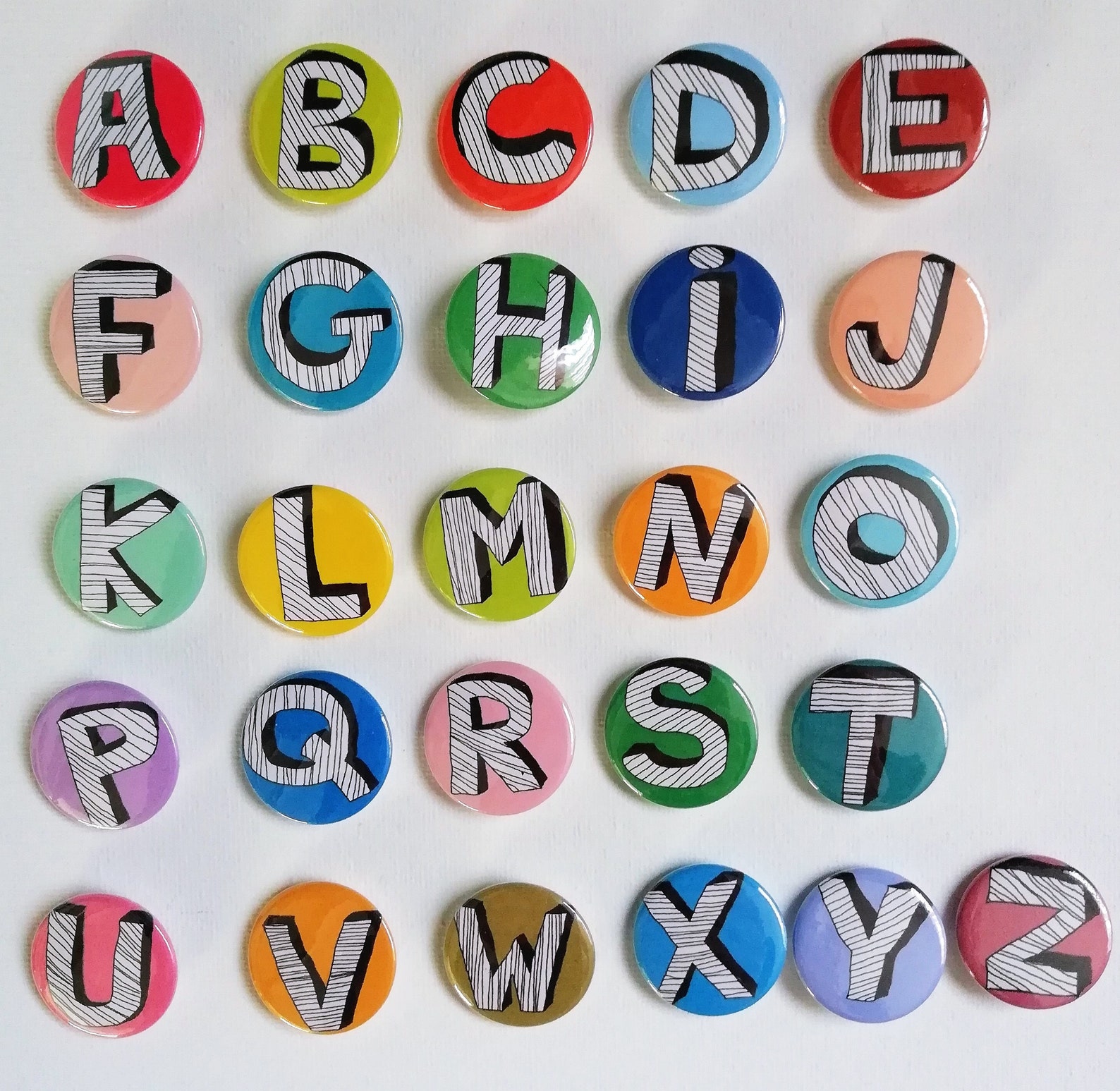 Alphabet badges letter pins button badges A to Z alphabet | Etsy