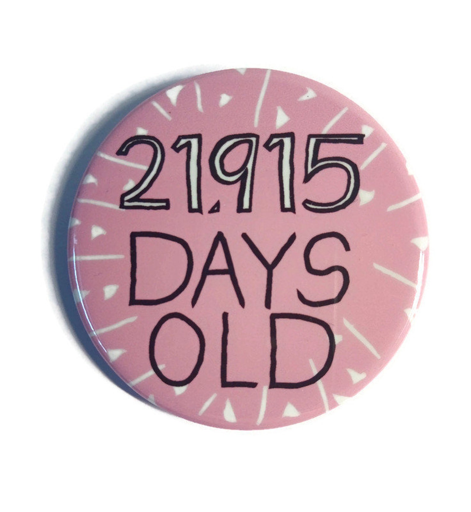 60th Birthday Pin Badge Sixty Years Old Party Pink Sixtieth | Etsy UK