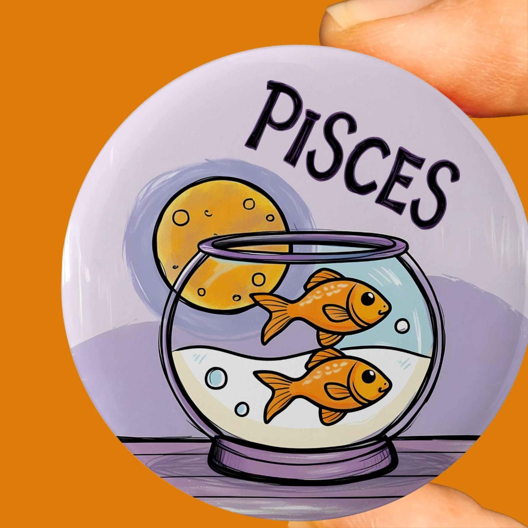 Pisces the Fish Pin Badge, Zodiac Sign, Star Constellation, Earth Signs ...