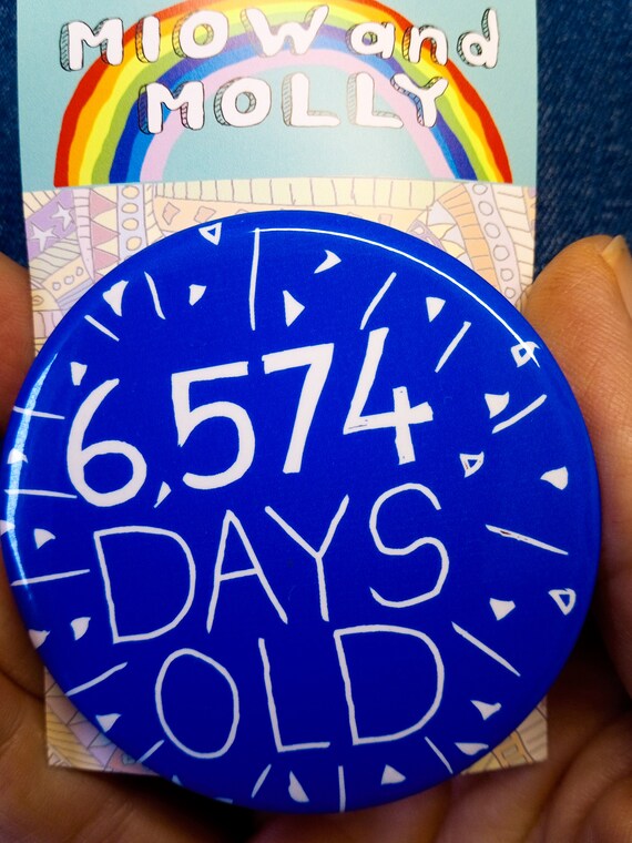 18th Birthday Badge Eighteenth Blue Number of Days Old - Etsy UK