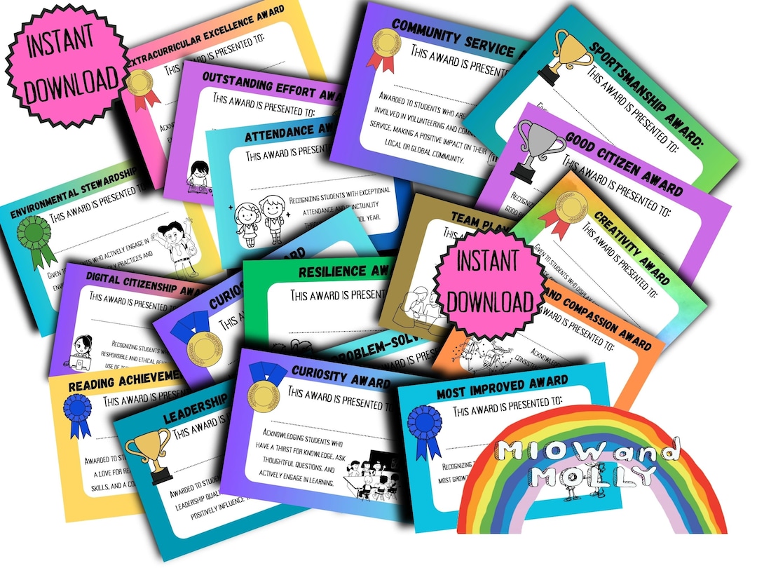 Printable School Award Certificates: Classroom Achievement Teacher ...