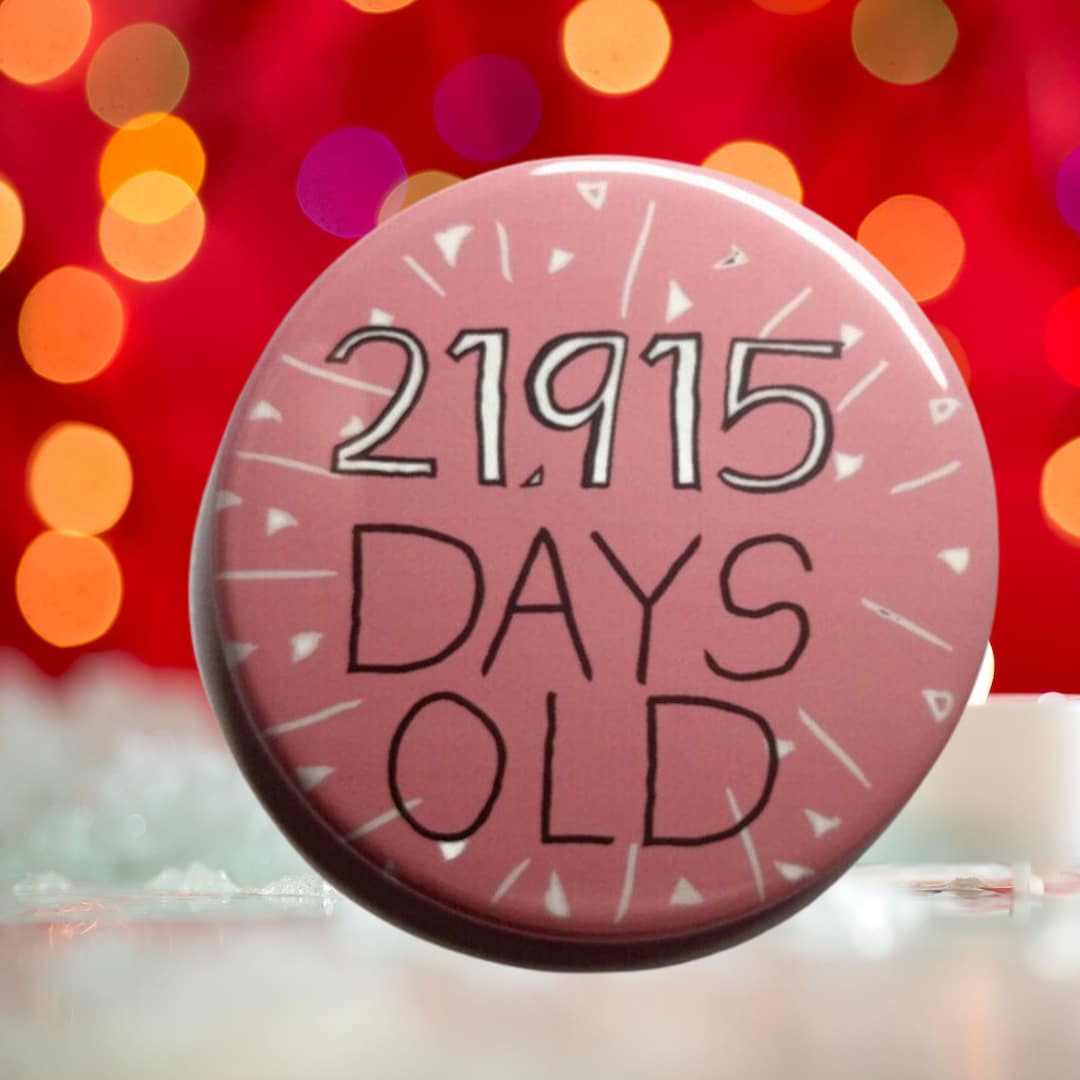 60th Birthday Pin Badge Sixty Years Old Party Pink Sixtieth Button ...