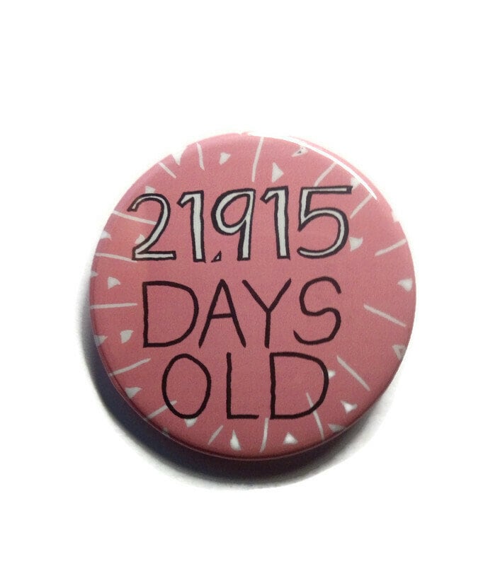 60th Birthday Pin Badge Sixty Years Old Party Pink Sixtieth | Etsy UK