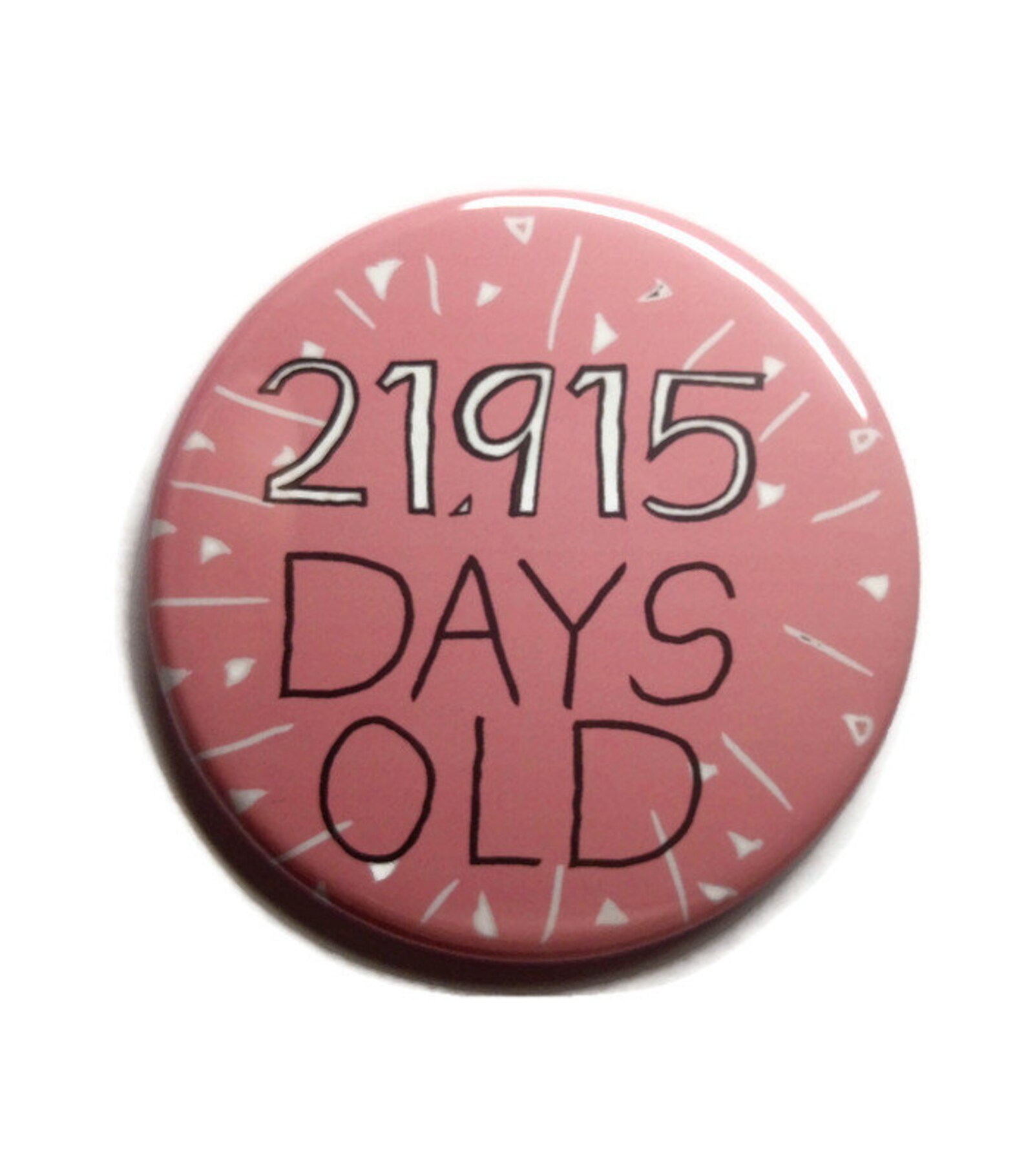 60th Birthday Pin Badge Sixty Years Old Party Pink Sixtieth | Etsy UK